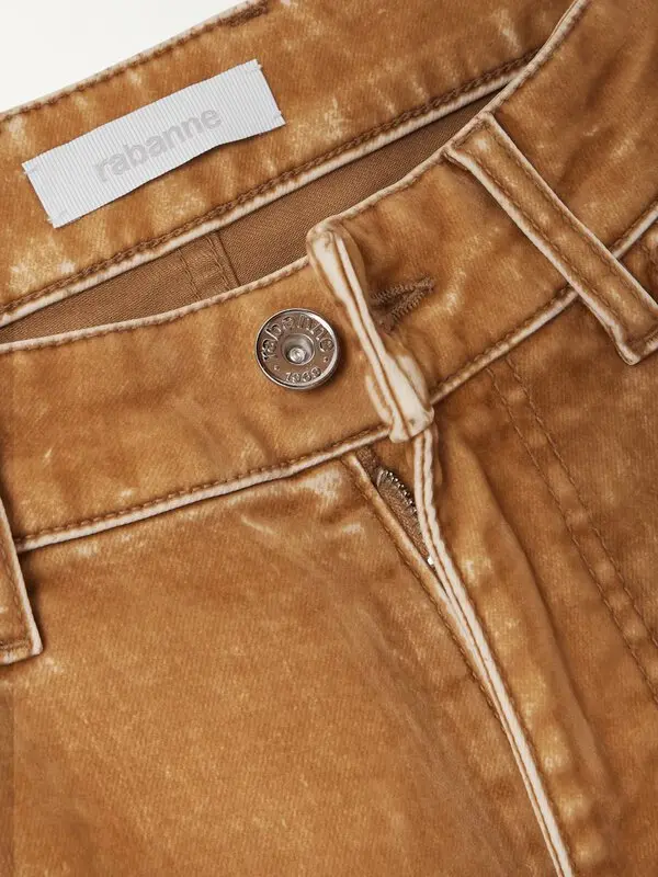 Rabanne Contrast Stitching High-waisted Flared Trousers - Camel