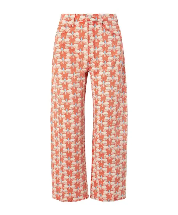 MOTHER Printed High-waisted Wide-leg Jeans