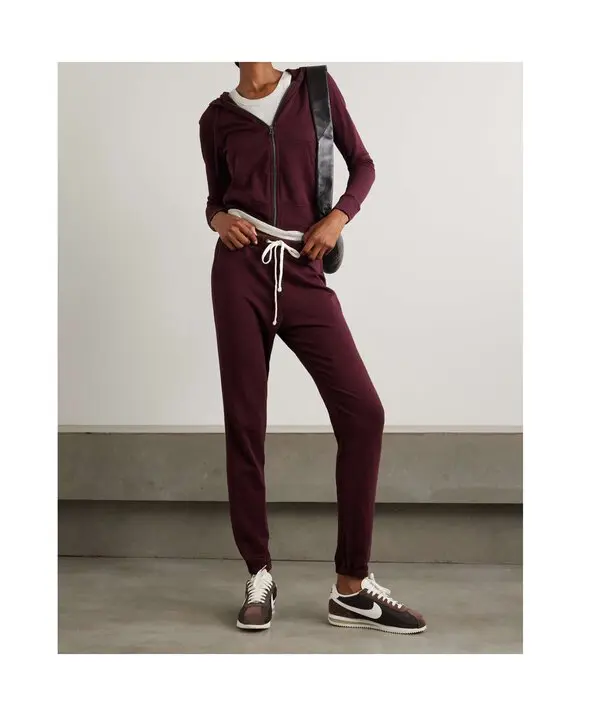 JAMES PERSE Zip Up Hooded Sweatshirt Jacket - Burgundy