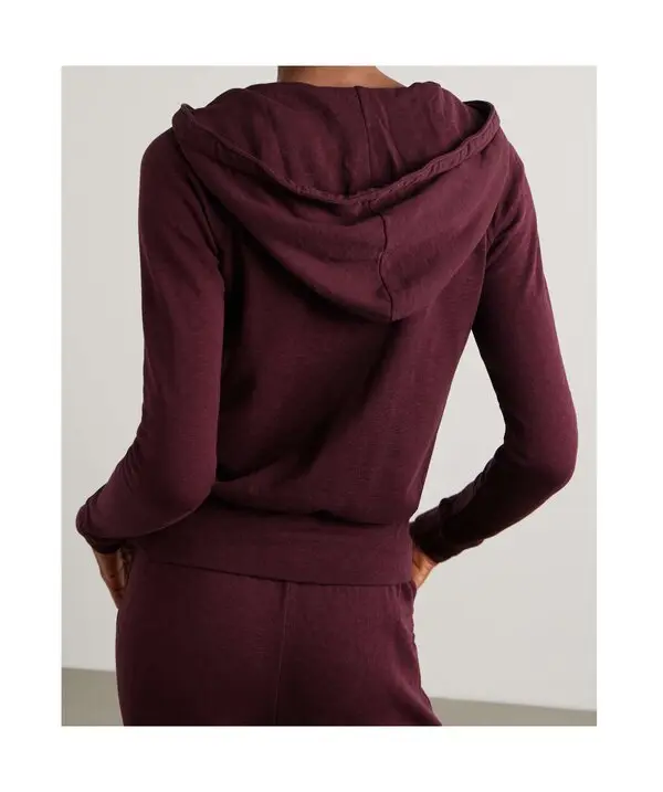 JAMES PERSE Zip Up Hooded Sweatshirt Jacket - Burgundy