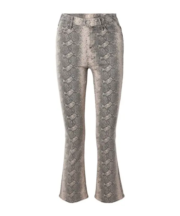 MOTHER Hustler Snakeskin Flared Jeans - Gray