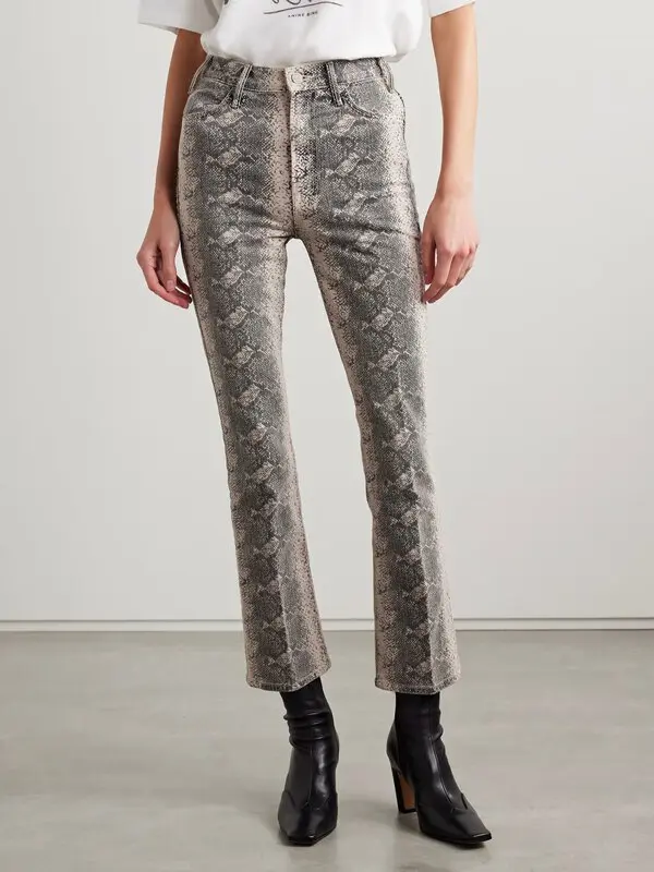 MOTHER Hustler Snakeskin Flared Jeans
