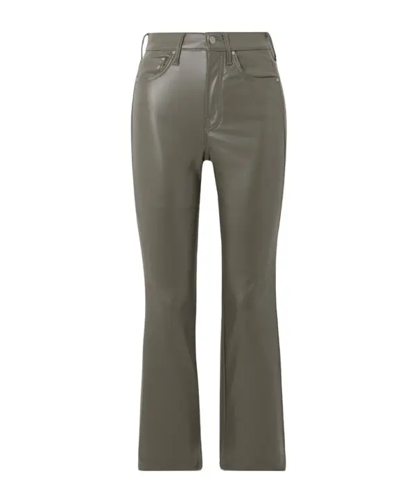 MOTHER Insider Flood Faux Leather Cropped Flared Pants