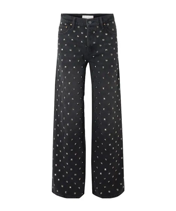 MOTHER Smoothie Sneak Studded Wide-leg Jeans
