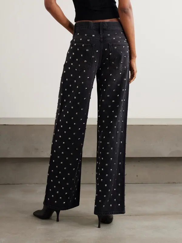 MOTHER Smoothie Sneak Studded Wide-leg Jeans
