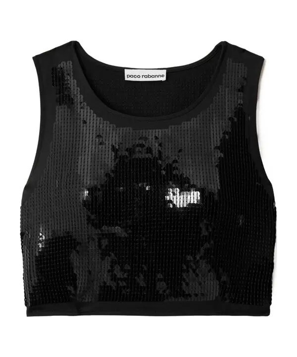 Rabanne Sequined Cropped Tank Top