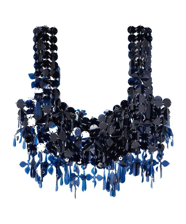 Rabanne Patchwork Cropped Sequined Top