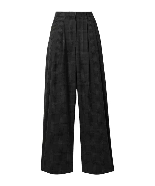 Proenza Schouler Eleanor Plaid Pleated Wide-leg Trousers
