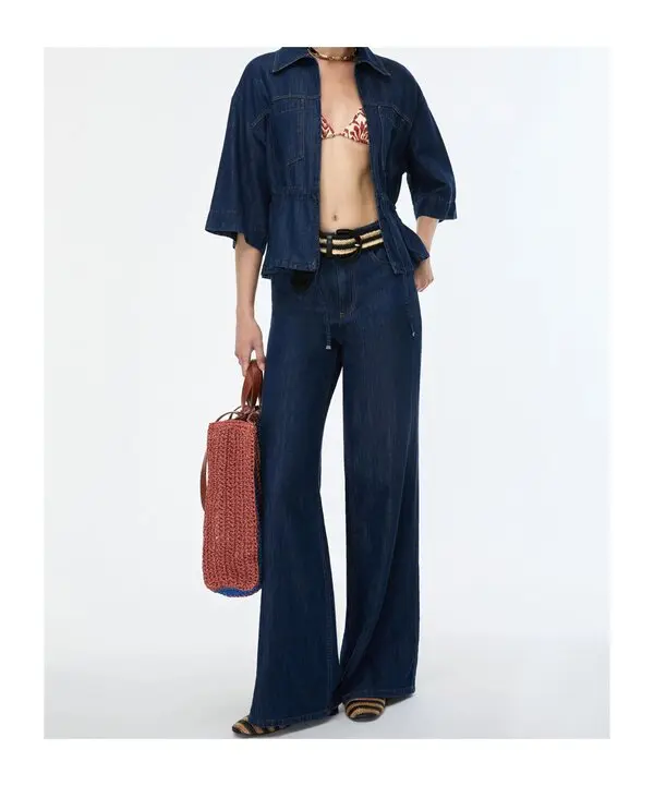 IBLUES Wide-leg Denim Jeans With Stud Appliqués