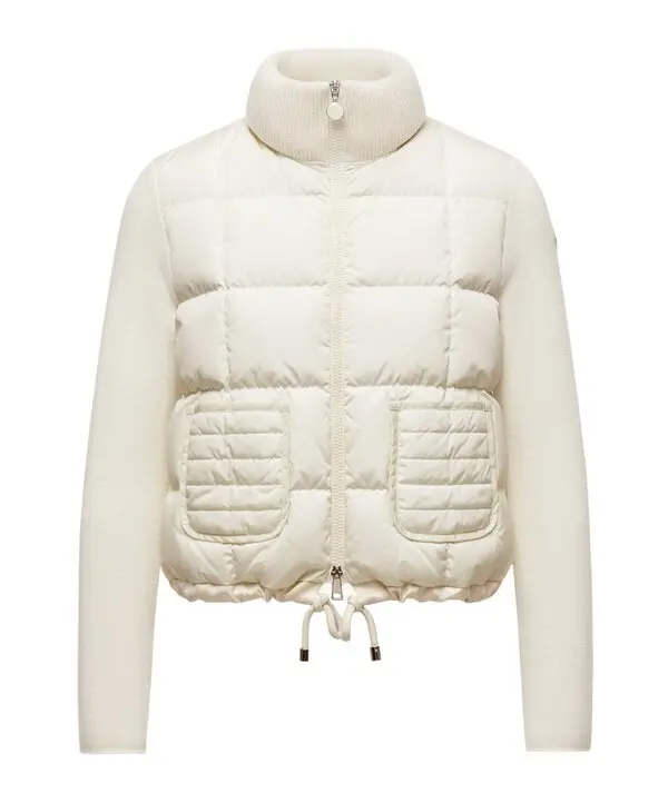 Moncler Quilted Wool Zip-up Cardigan - White