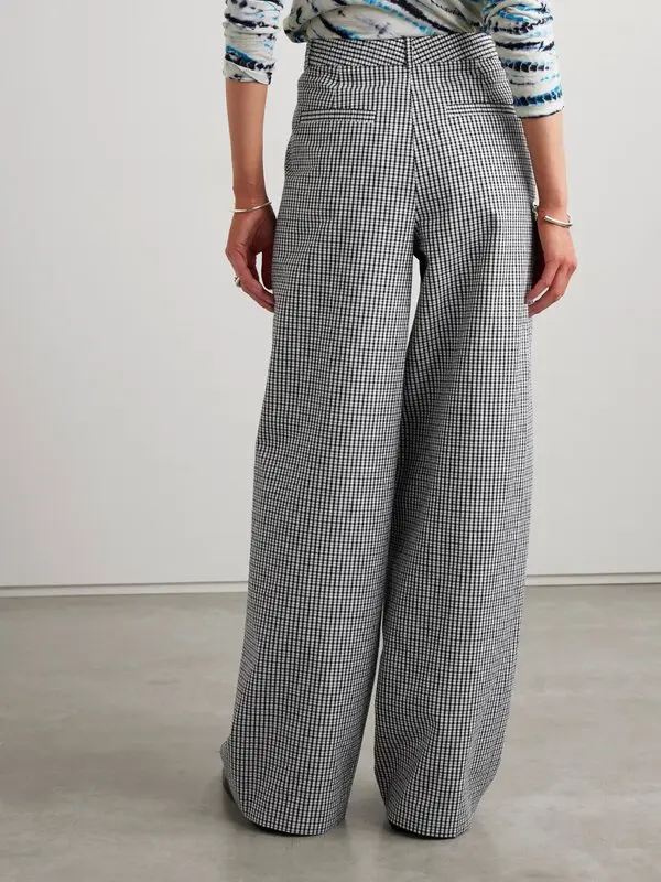 Proenza Schouler Pleated Plaid Wide-leg Trousers