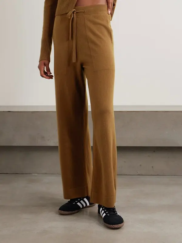 Le Kasha Suria Organic Cashmere Wide-leg Pants - Brown