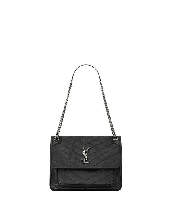 Saint Laurent Niki Medium In Vintage Leather - Black