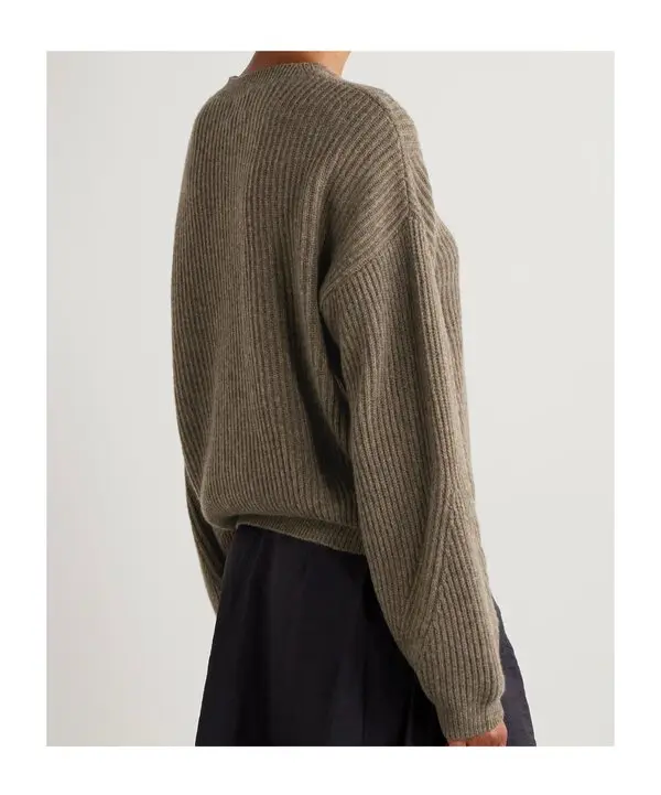 Le Kasha Palermo Ribbed Organic Cashmere V-neck Sweater