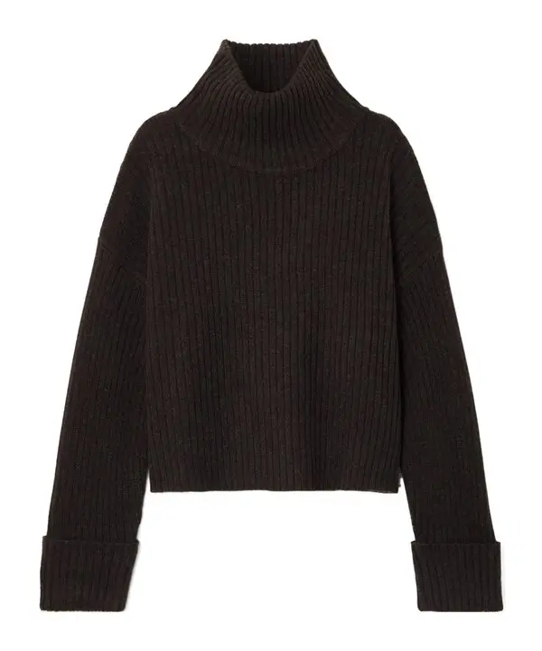 Le Kasha Long Sleeve High Neck Ribbed Knit Shirt