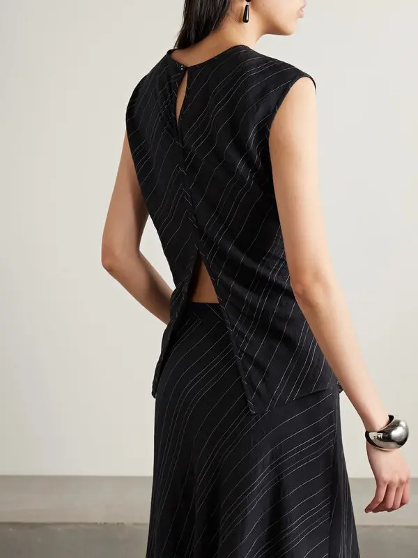 Proenza Schouler Striped Belted Tulle Top