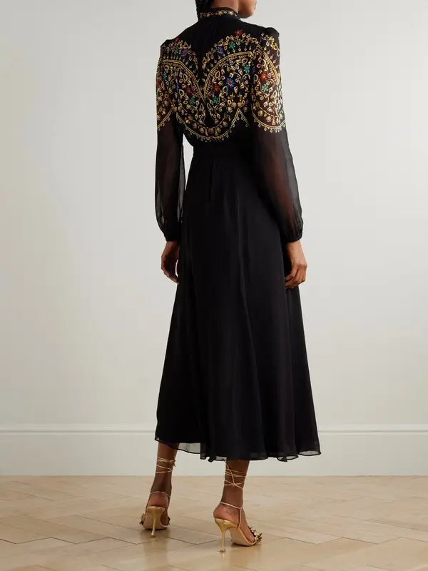 Saloni Jacqui-b Printed Chiffon Midi Dress