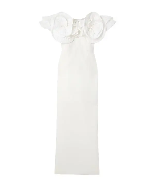 Rebecca Vallance Tessa Ruffled Off-the-shoulder Gown