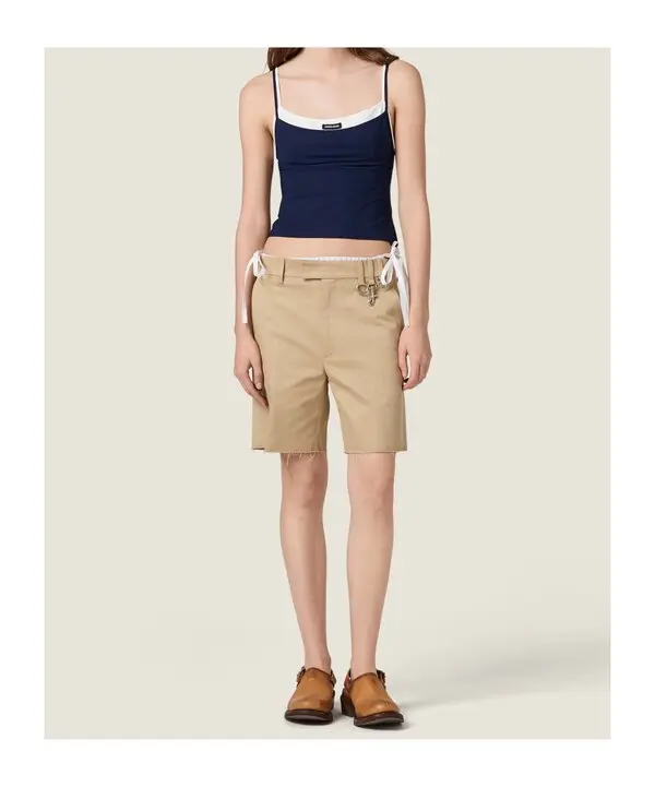 Miu Miu Stretch Jersey Top With Spaghetti Straps - Navy Blue