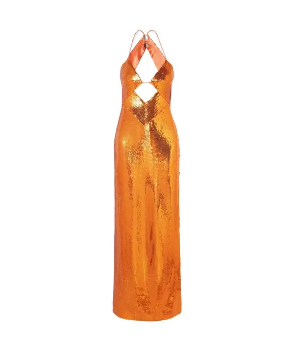 Galvan Sequin Maxi Dress With Slit And Cut-out Detail