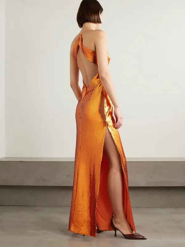 Galvan Sequin Maxi Dress With Slit And Cut-out Detail