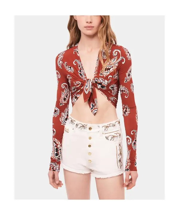 Rabanne Paisley Print Cropped Blouse