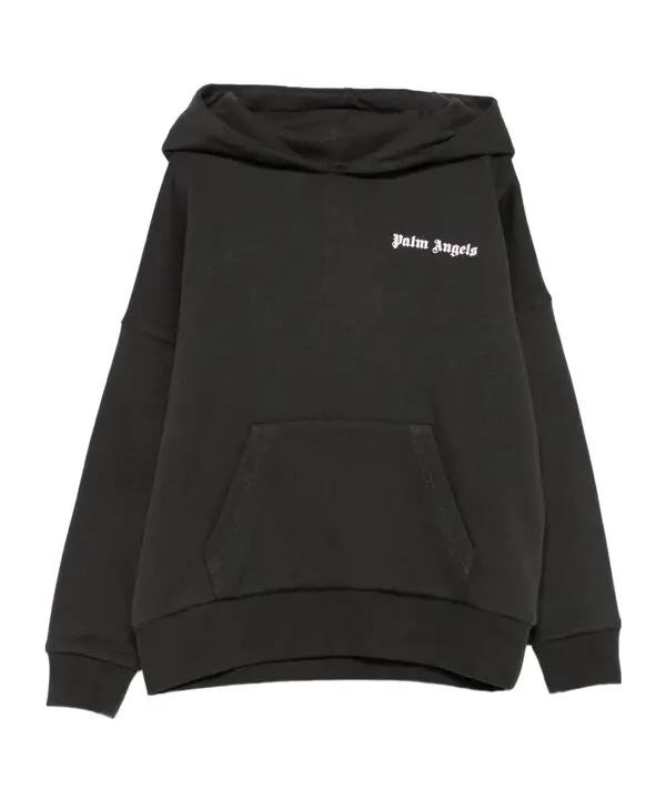 Palm Angels Long Sleeve Hooded Sweatshirt - Black