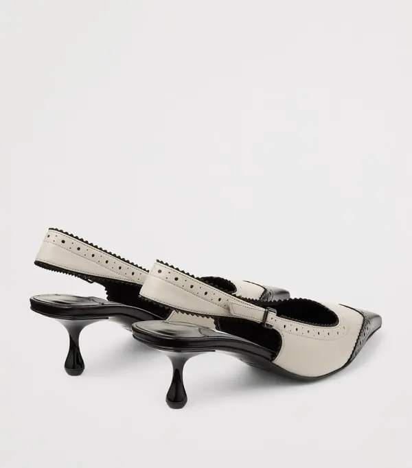 JIMMY CHOO Amel 50 Leather Slingback Pumps - Black