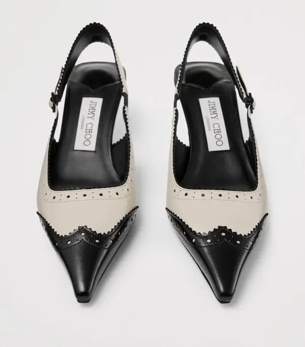 JIMMY CHOO Amel 50 Leather Slingback Pumps - Black
