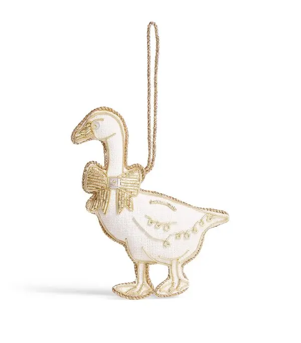 KATIE LARMOUR Beaded Goose Tree Decoration - White