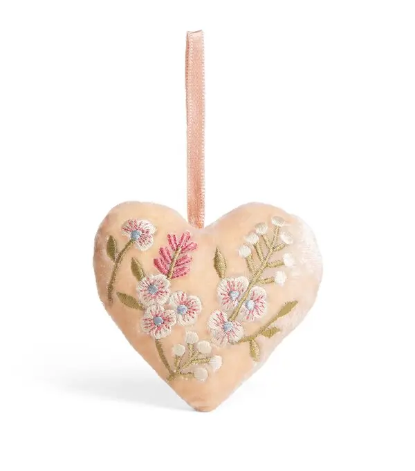 ANKE DRECHSEL Velvet Embroidered Heart Tree Decoration