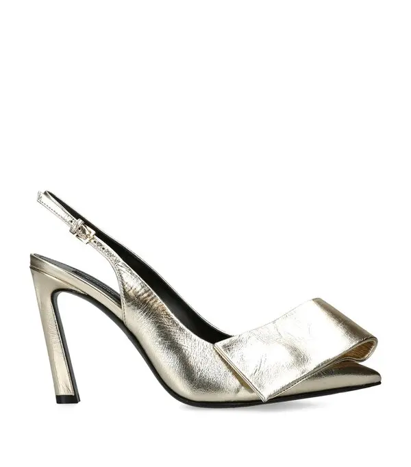 Givenchy Metallic Leather Twisted Ribbon Slingback Heels - Gold
