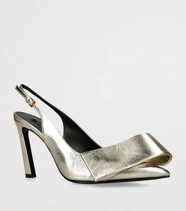Givenchy Metallic Leather Twisted Ribbon Slingback Heels