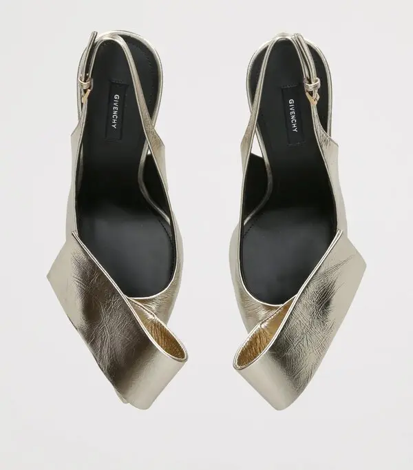 Givenchy Metallic Leather Twisted Ribbon Slingback Heels