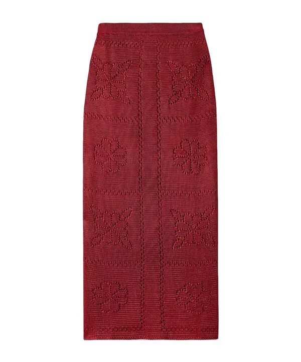 Calle Del Mar Pointelle-knit Midi Skirt