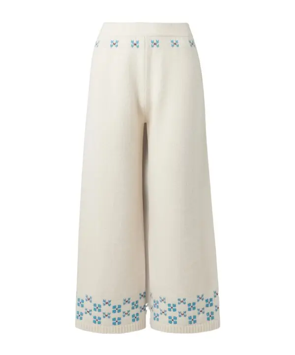 Calle Del Mar Wide-leg Printed Casual Pants - White