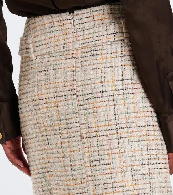 SHUSHU/TONG Belted Checked Cotton-blend Miniskirt