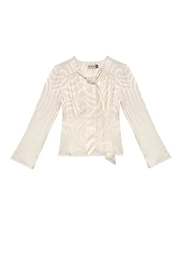 Rixo Abel Whirlpool Jacquard Cream Blouse