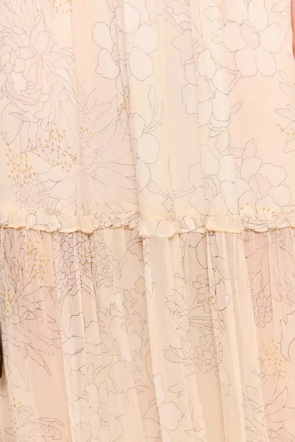 Rixo Abi French Floral Glitter Viscose Midi Dress