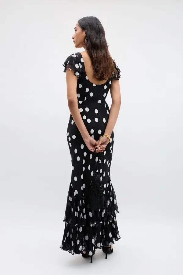 Rixo Ordinia Polka Dot Maxi Gown