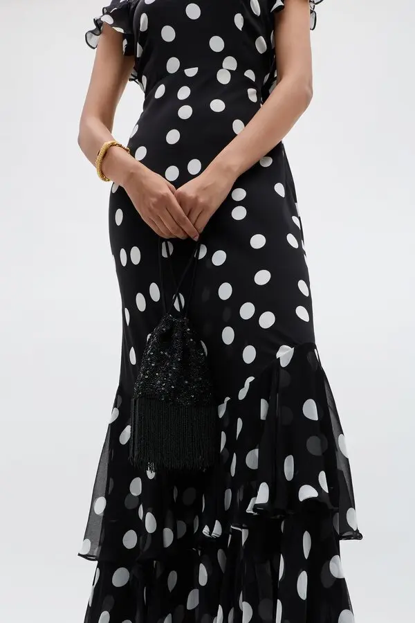 Rixo Ordinia Polka Dot Maxi Gown