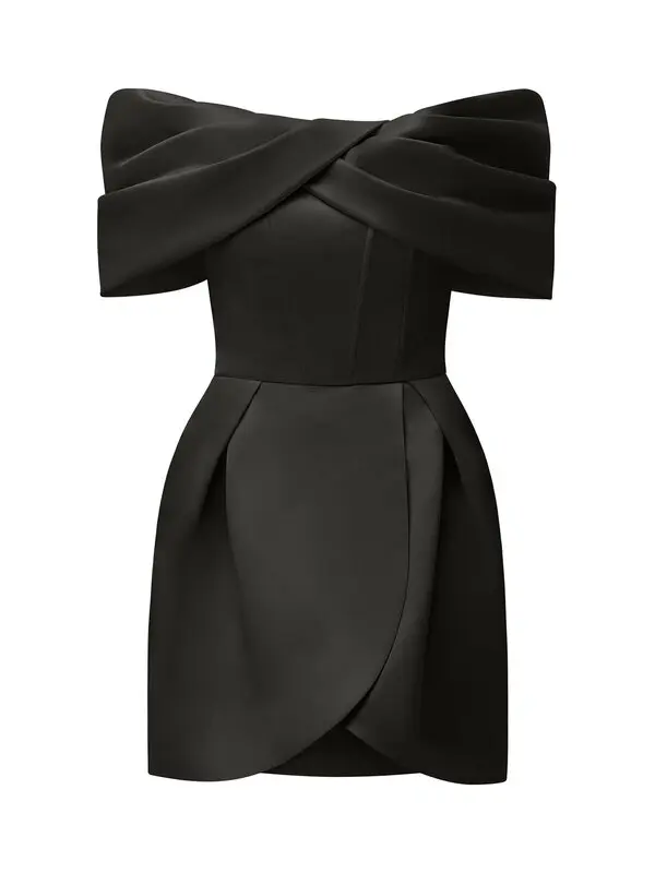 TIA DORRAINE Off-shoulder Mini Dress - Black