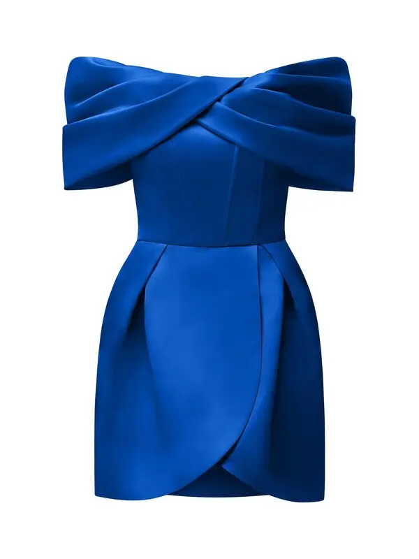 TIA DORRAINE Off-shoulder Mini Dress - Blue