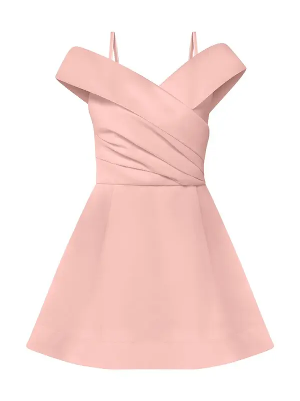 TIA DORRAINE Flared Satin Mini Dress - Pink