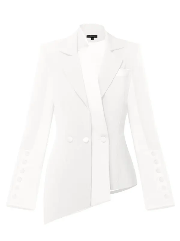 TIA DORRAINE Modern Power Asymmetric Tailored Blazer With Pearl Details