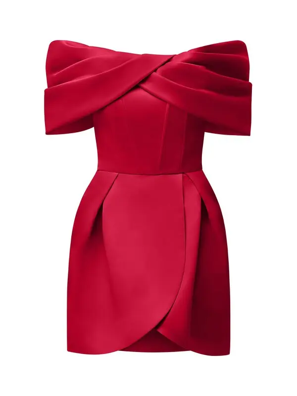 TIA DORRAINE Love In Bloom Off-shoulder Mini Dress - Red