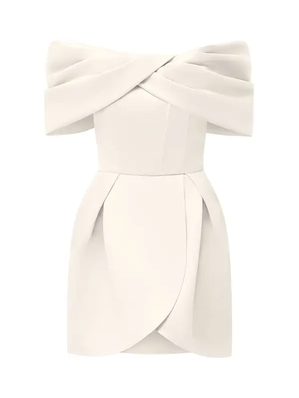 TIA DORRAINE Off-shoulder Mini Dress - White