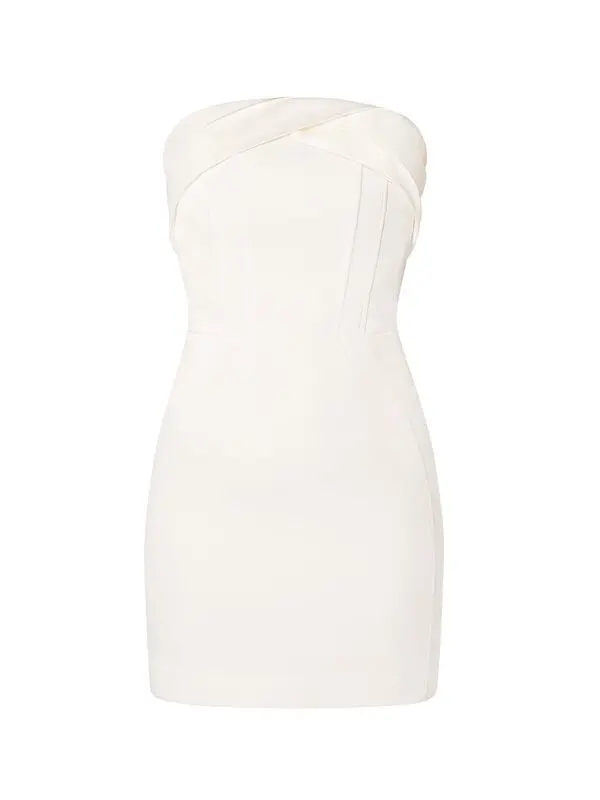 TIA DORRAINE Pearl Strapless Mini Dress - White