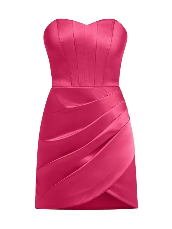 TIA DORRAINE Satin Corset Mini Dress - Pink
