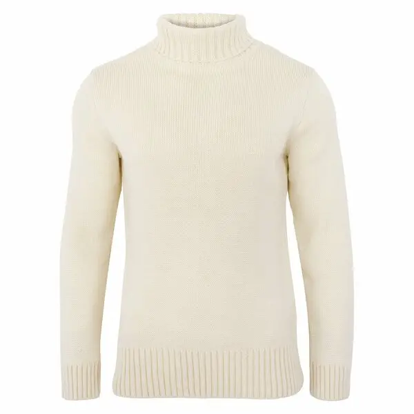 PAUL JAMES KNITWEAR Fitted Submariner Roll Neck Merino Wool Jumper - White